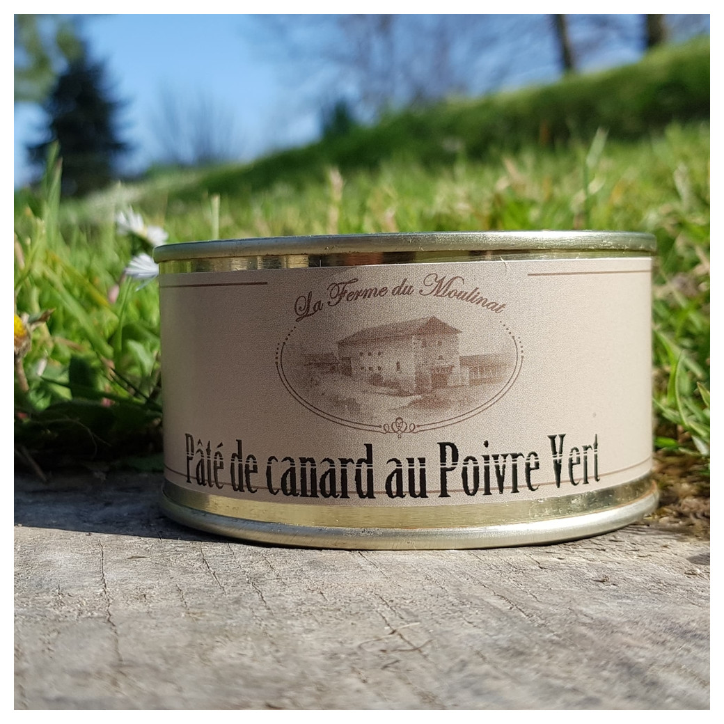 Pâté de canard au poivre vert - 185g (3 à 4 personnes) - Conserves - La ferme du Moulinat